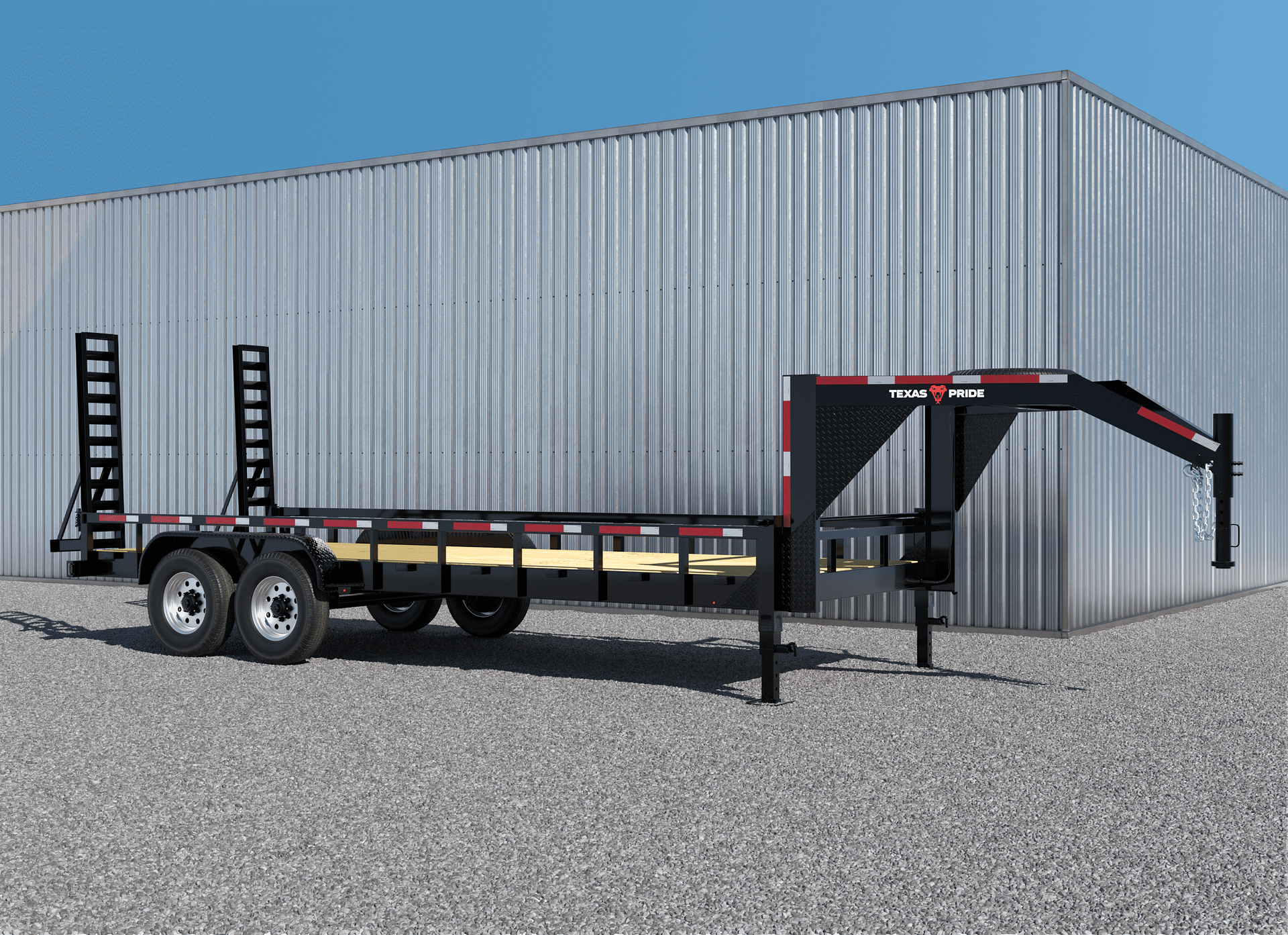 14k lb GVWR Gooseneck Lowboy Equipment Trailer With Rails for Sale