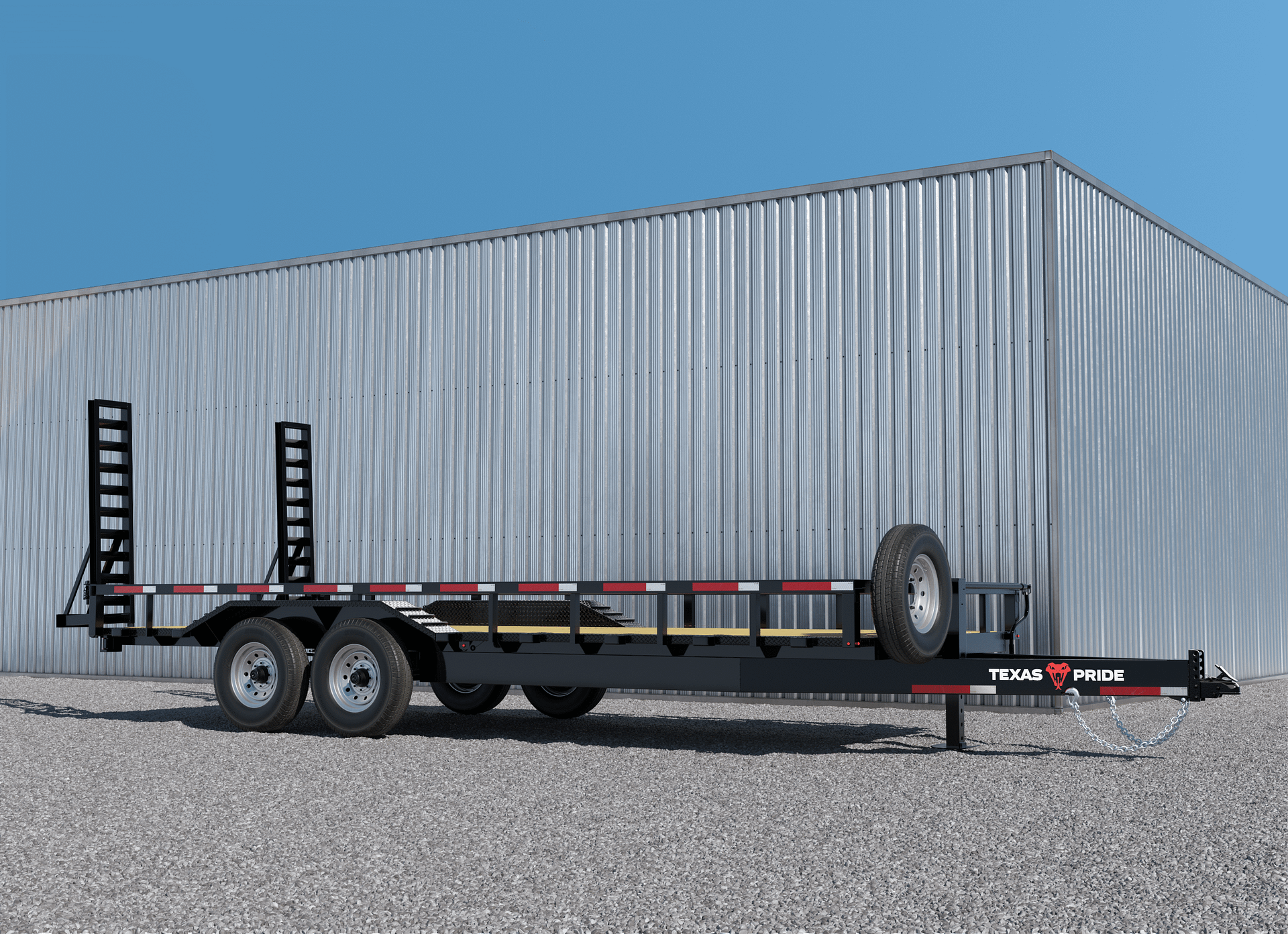 18k lb GVWR Bumper Pull Wide Deck Lowboy Equipment Trailer With Rails ...