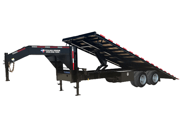 30k lb GVWR Gooseneck Deck Over Flatbed Power Tilt Trailer for Sale