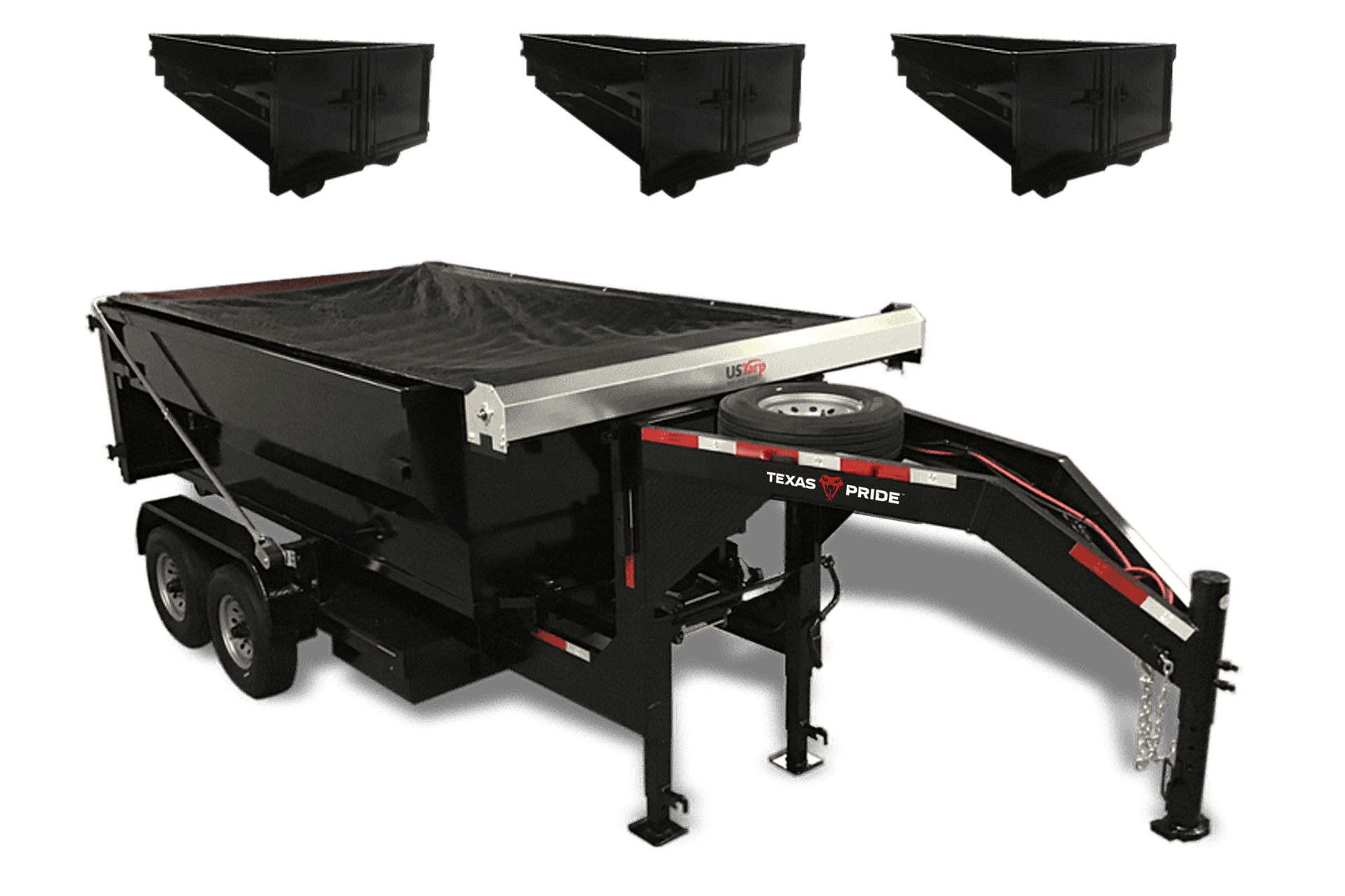 18k lb GVWR 7’×16’ Gooseneck Roll-Off Trailer with Dumpsters for Sale